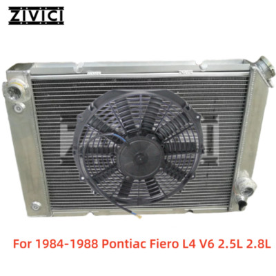 3 Row Alum Radiator & Fan For 1984-1988 Pontiac Fiero SE GT 2.5L 2.8L ...