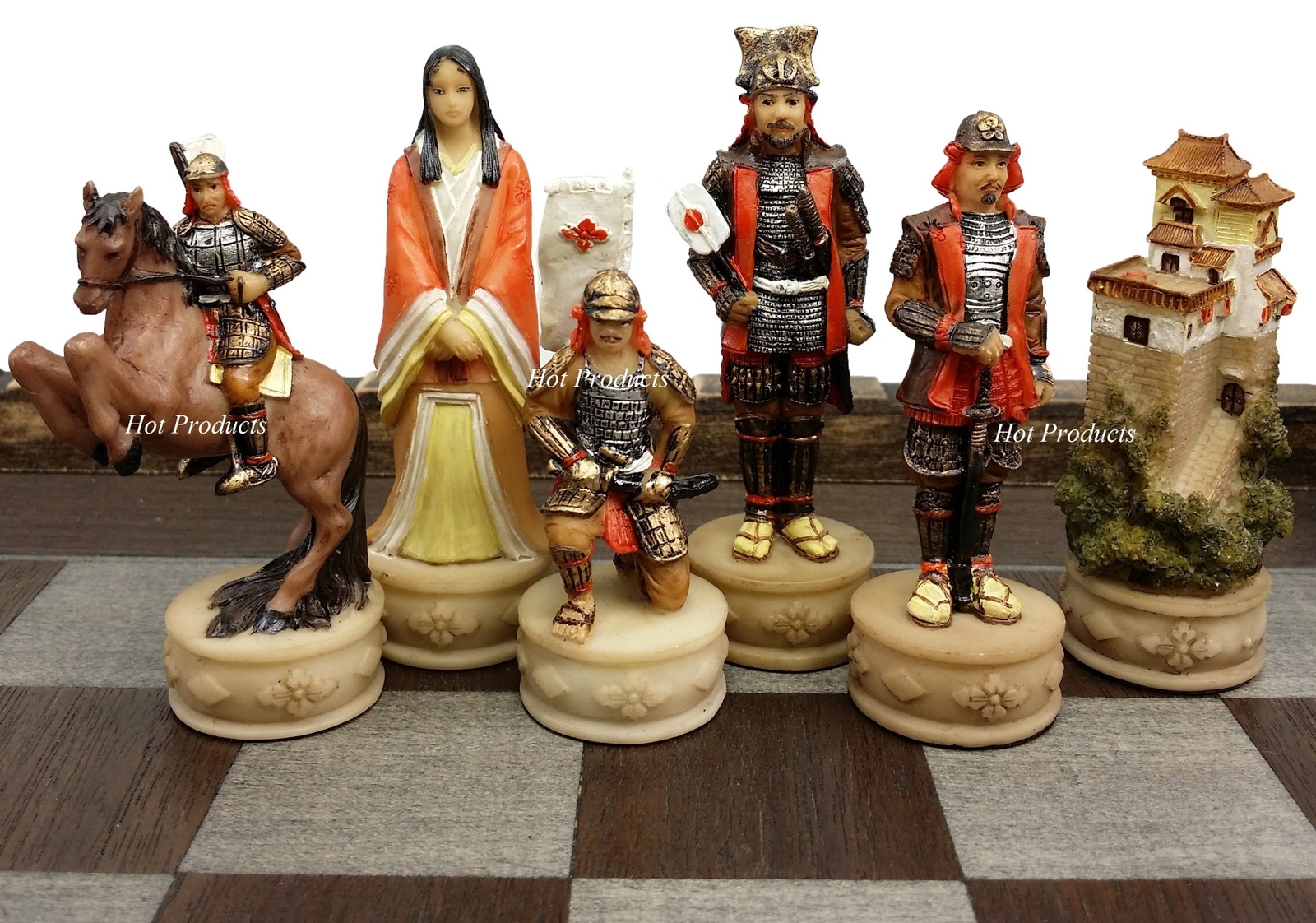 Japanese Samurai Warrior Oriental Chess Set W/ 17" Castle FORTRESS ...