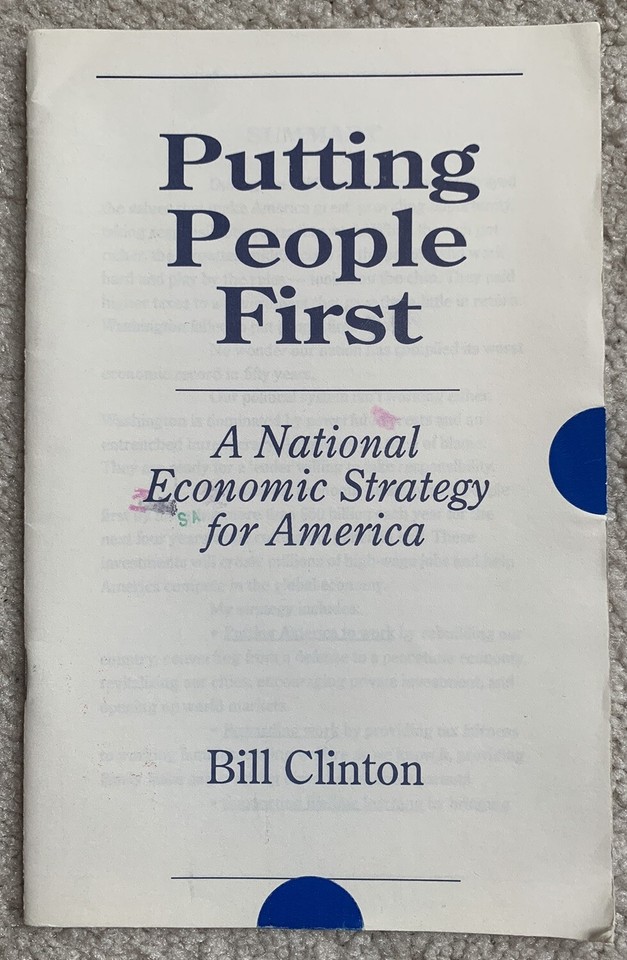 1992 Bill Clinton Putting People First book US Political Lapel pin ...