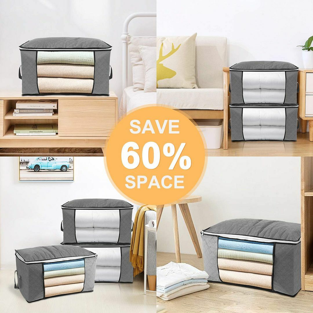 5×Storage Bag Extra Large Jumbo Strong Zipped Under Bed Bedding Clothes ...