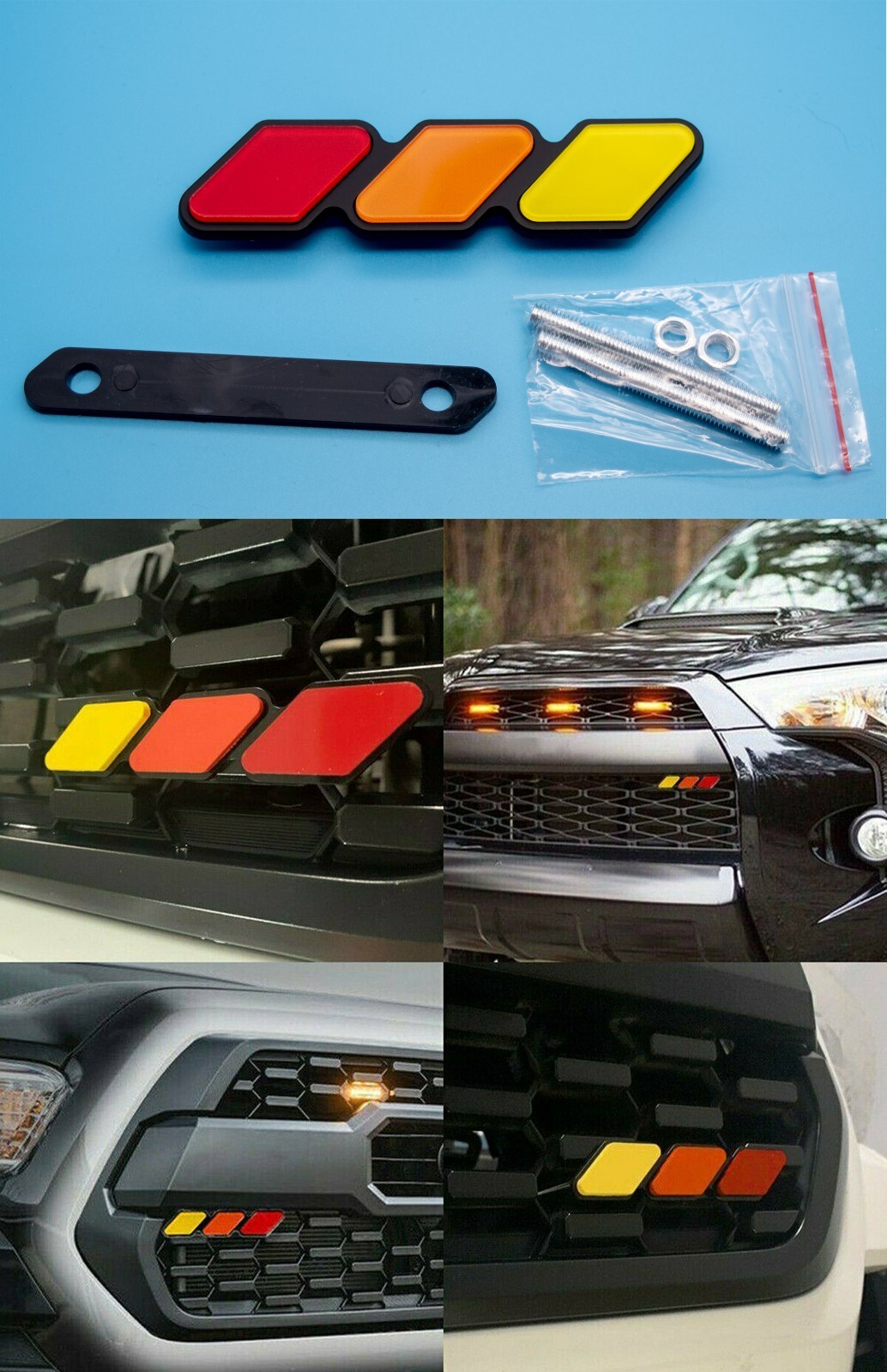 Toyota TRD Racing Sport Tri-color Logo Grille Badge Nameplate Emblem ...