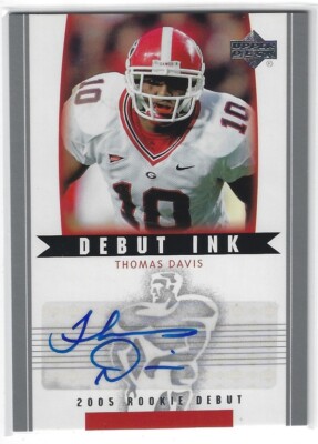 THOMAS DAVIS UGA GEORGIA BULLDOGS 2005 UPPER DECK DEBUT INK AUTO ...