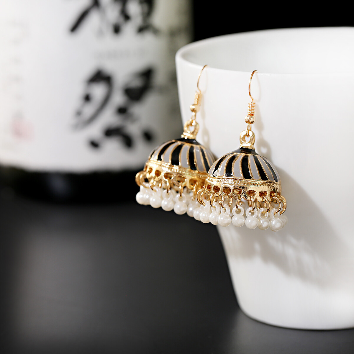 Bohemian Women's Earrings Vintage Indian Tribal Golden Striped Bell ...