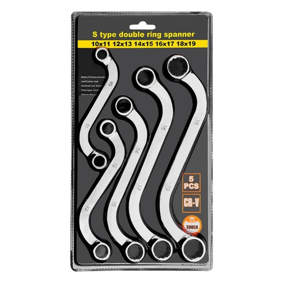 12 Point S Type Box Wrench Set 5 Pc with Clear Size Stamp on Both Sides ...