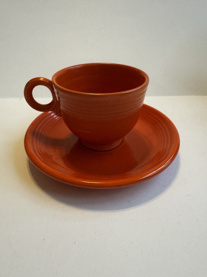 Vintage Fiesta Orange Rad Red Coffee Tea Cup Saucer Set O-Ring ...