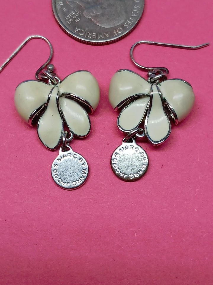 Marc by Marc Jacobs White Ribbon Earrings - Signed Marc Jacobs Earrings ...