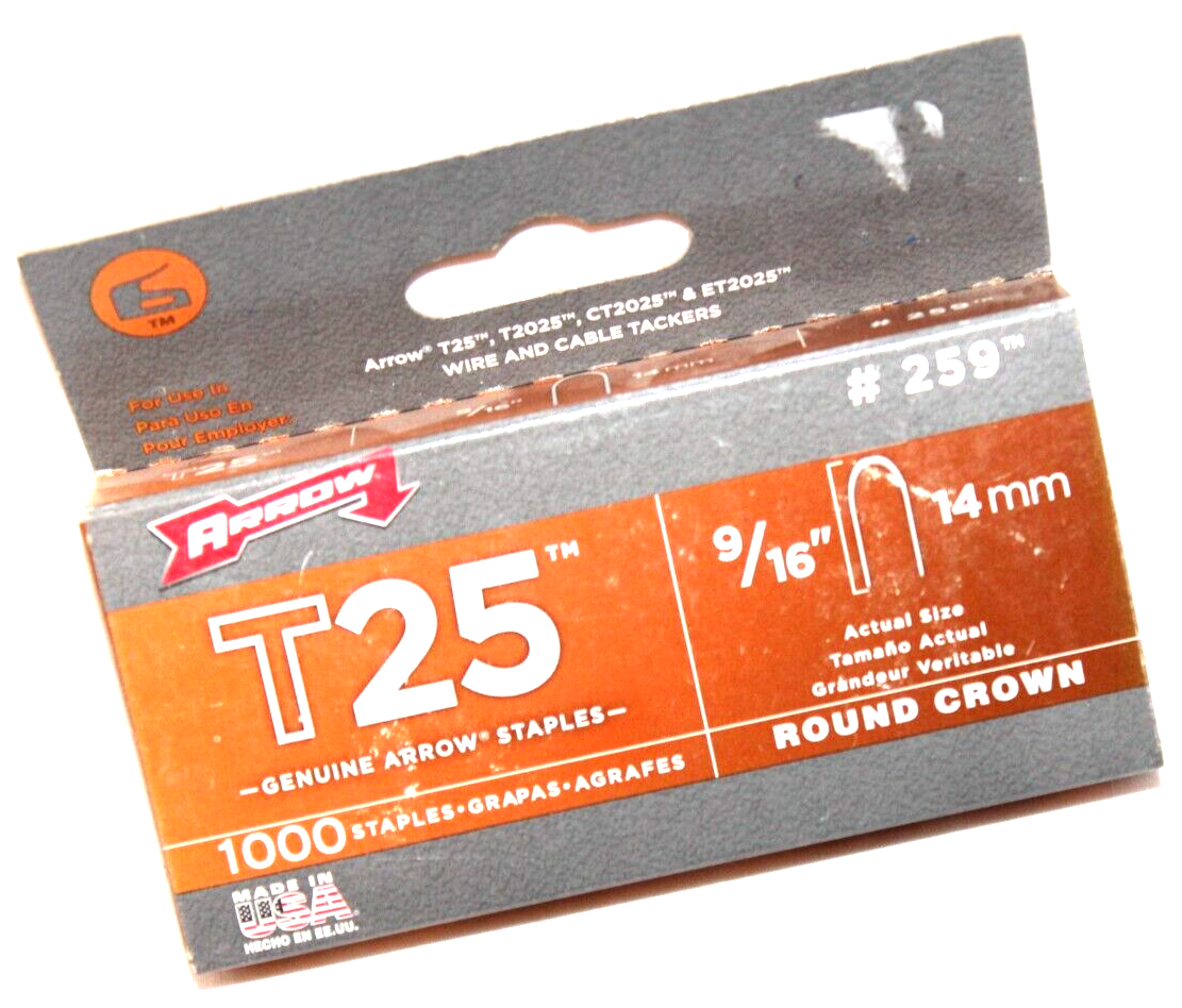 Arrow T25 9/16" 14mm Round Crown #259 Lot of 2 Boxes X 1000 Staples | eBay