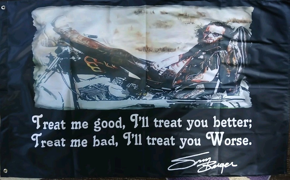 Sonny Barger 81 Hells Angels Flag Banner New Licensed Treat Me Good | eBay