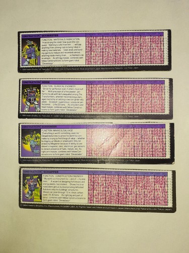 Transformers G1 Vintage Constructicons 4 Tech Spec Cards Authentic | eBay