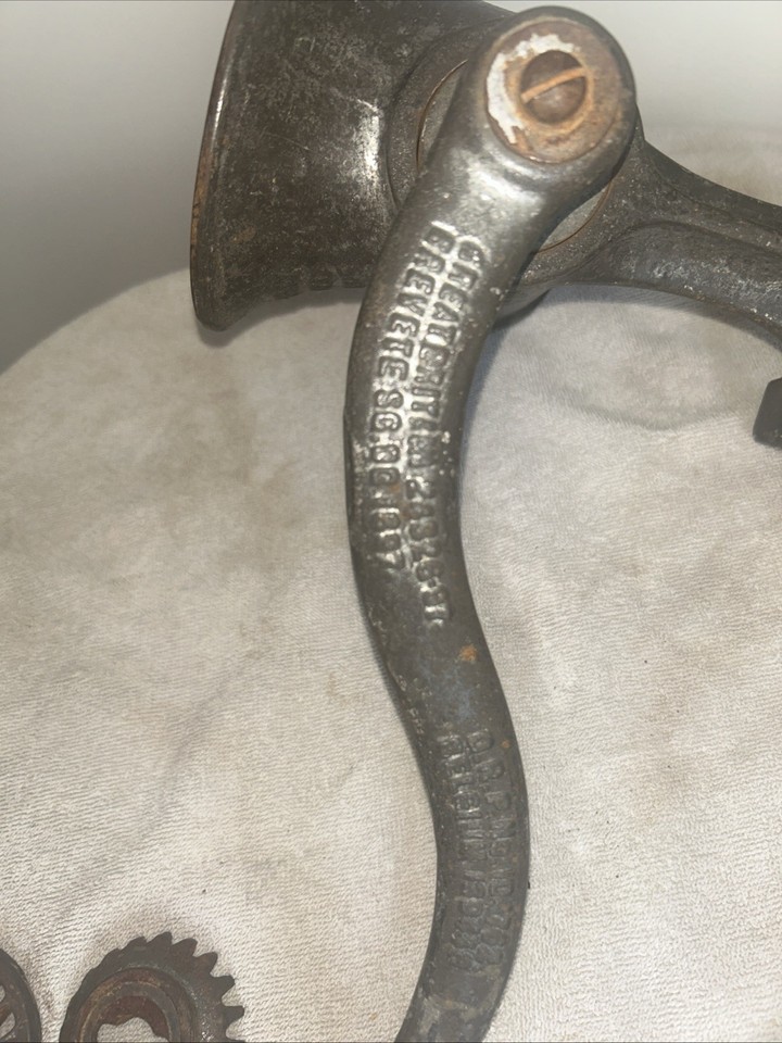 Primitive Vintage Food Chopper 1899 L F & C USA Hand Crank Meat Grinder ...