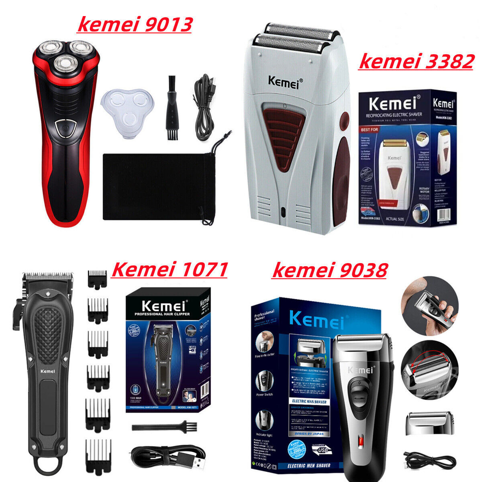 KEMEI Men's Rotary Electric Shaver Pop-Up Trimmer Wet Dry Cordless ...