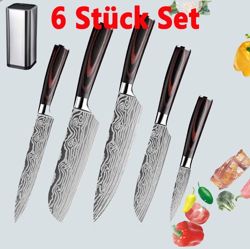 Küchenmesser Profi Kochmesser Set Japanisches Damaskus Muster Edelstahl ...
