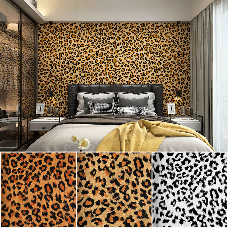 Textured Animal Print Wallpaper 205032 Flocked Textured Brown Gold