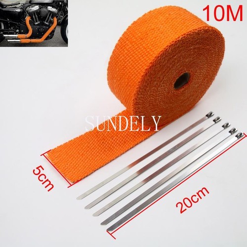 NEW! 2" Orange 10m High Temp Exhaust Magma Heat Wrap & 5 Stainless ...