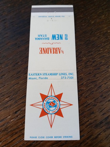 Vintage Matchbook: SS Ariadne & New Bahama Star, Eastern Stemship Line ...