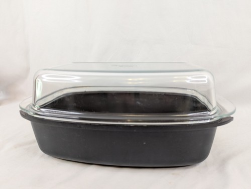 Roaster Pampered Chef #2401 Glass Top Covered Oval Non Stick Metal Pan ...