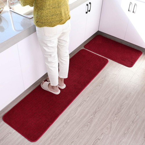 2pc Non-Slip Kitchen Dirt Trapper Rug Runner Set, Absorbent Shoe ...