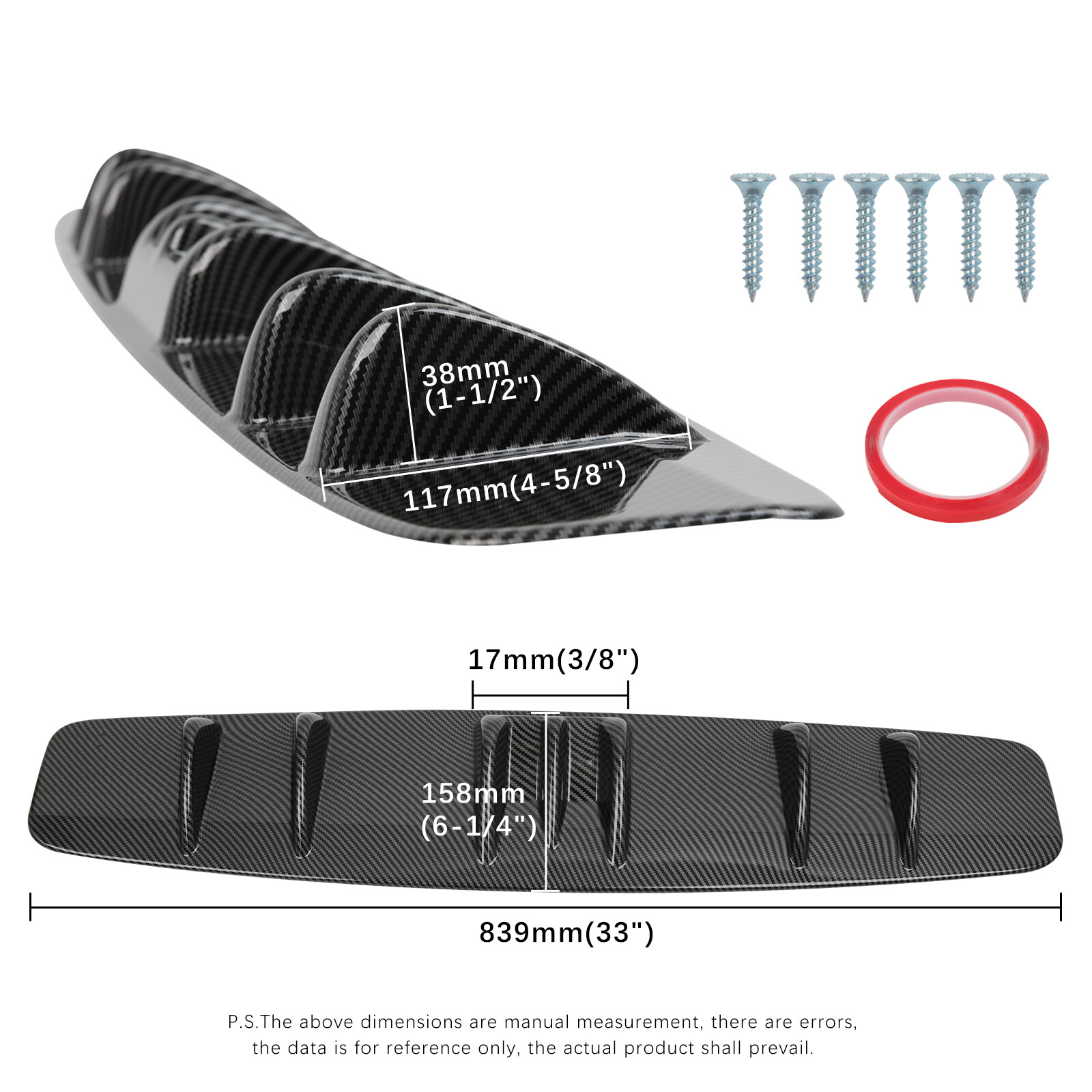 For Cadillac CTS CTS-V ATS CT4 CT5 Carbon Rear Bumper Diffuser 7 Fin ...