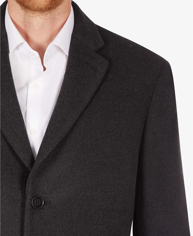 $395 Calvin Klein Men's Charcoal Prosper X Fit Overcoat Long Coat 40R ...