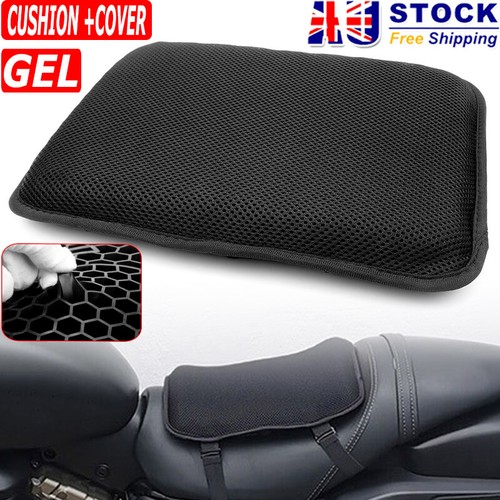 Front/Rear Motorcycle Seat Cushion Comfort Gel Pillow Pad Cover ...