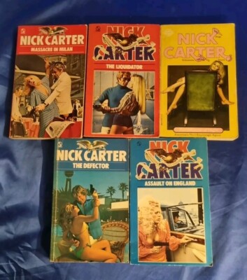 5 X NICK CARTER Bundle Books The Liquidator, The Defector... 1970s ...