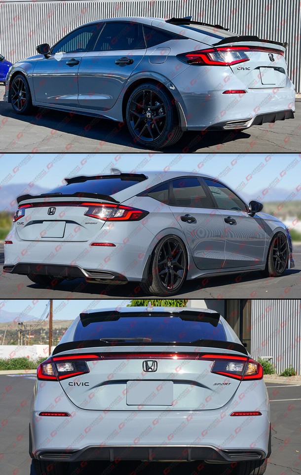 FOR 22-26 Civic Hatchback FL2 FL5 V2 Gloss Black Trunk + Rear Roof ...