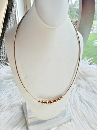 Sterling Silver 925 Gold Omega Snake Chain Ball Necklace, 17" Long | eBay