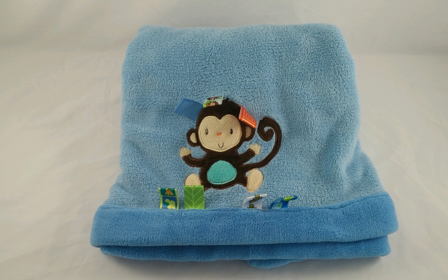 Taggies Blue Monkey Baby Blanket Security Lovey Tag Toy 29x39" HTF | eBay