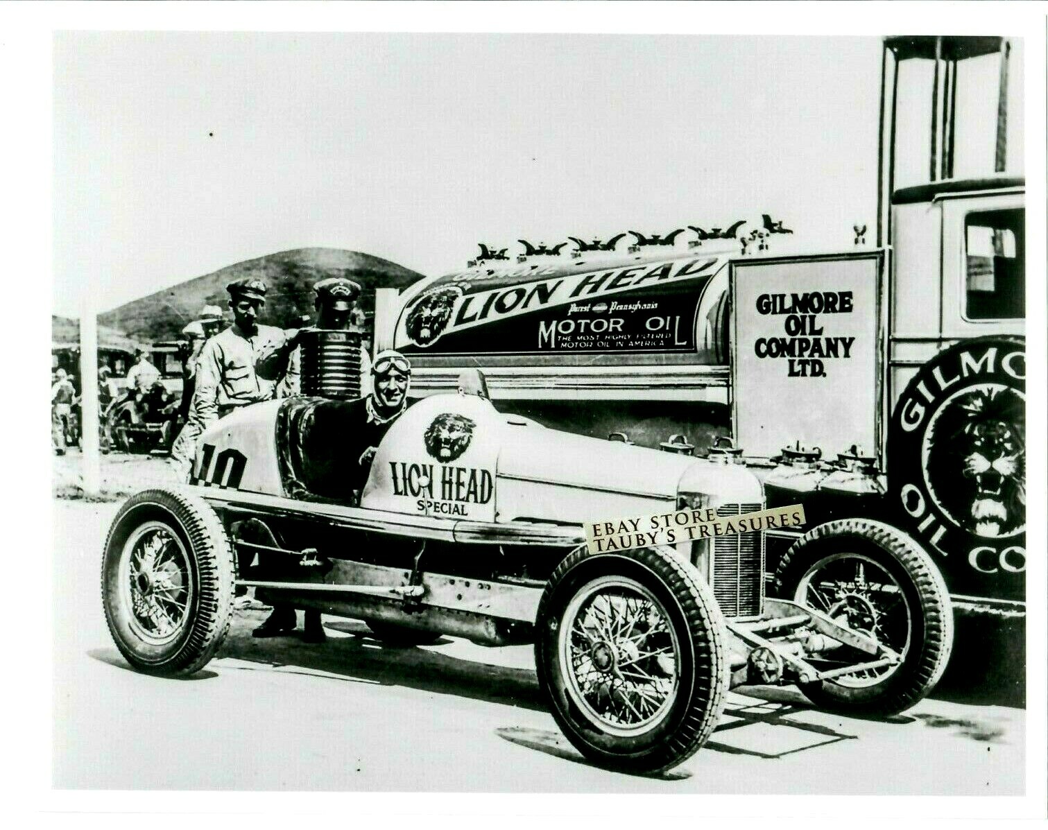 Reprint Photo LION HEAD GILMORE OIL SIGN RACE CAR TRUCK MOTORCYCLE ...
