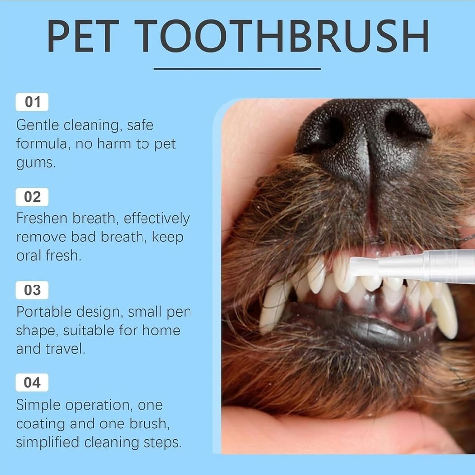 Pet Toothbrush Pen,Dog/Cat Teeth Cleaning Pen,Pet Tartar Remover for ...