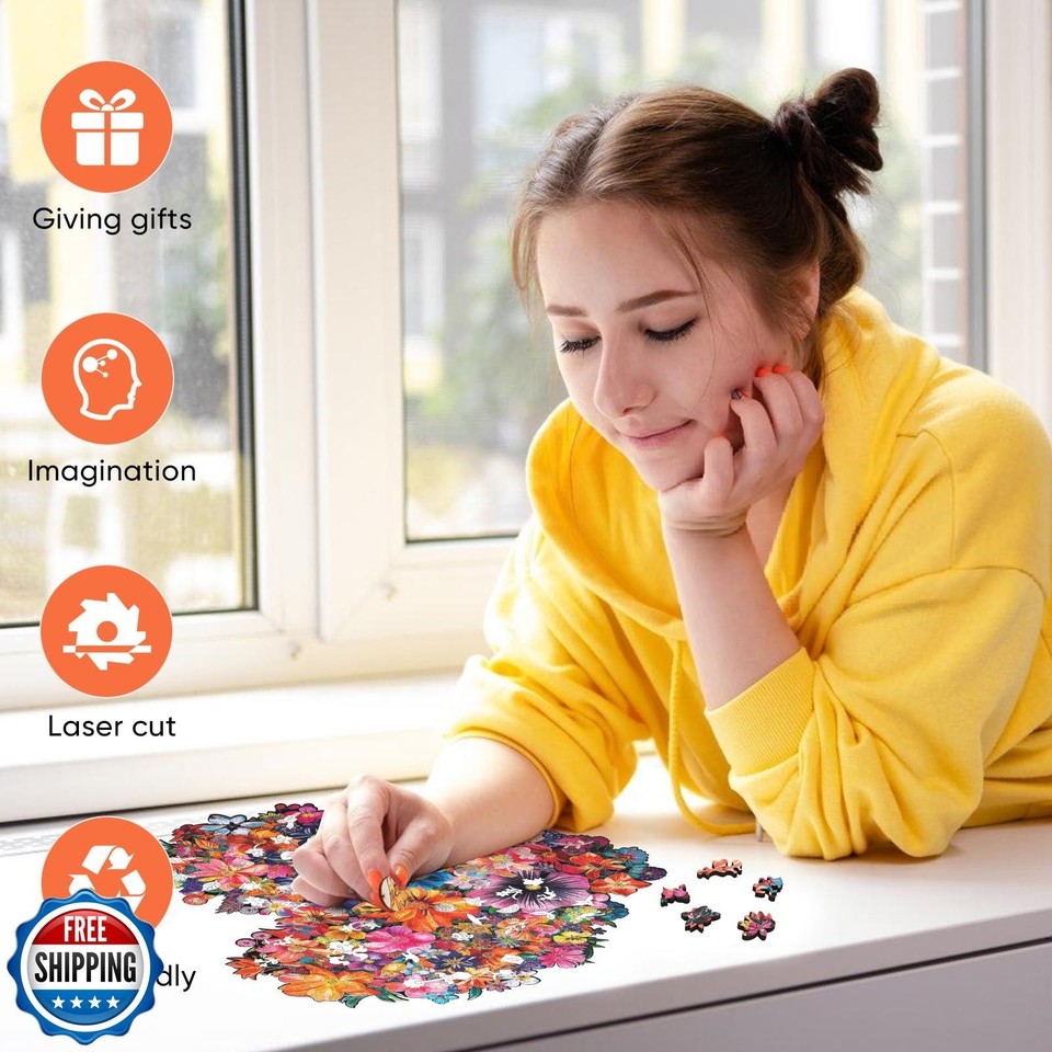 Mys Aurora Puzzles for Adults Heart Flower Wooden Puzzles, 500 Pieces Unique | eBay