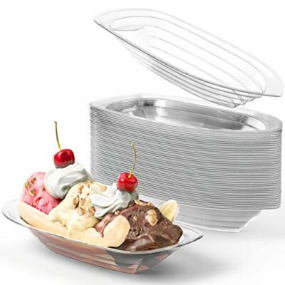 8-12 Oz Disposable Banana Split Dishes, Clear Recyclable Plastic by ...