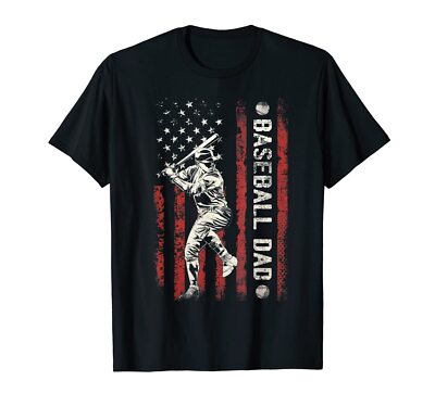 USA Mens Baseball Dad Flag Gifts Dad Men Baseball Fathers Day T-Shirt ...