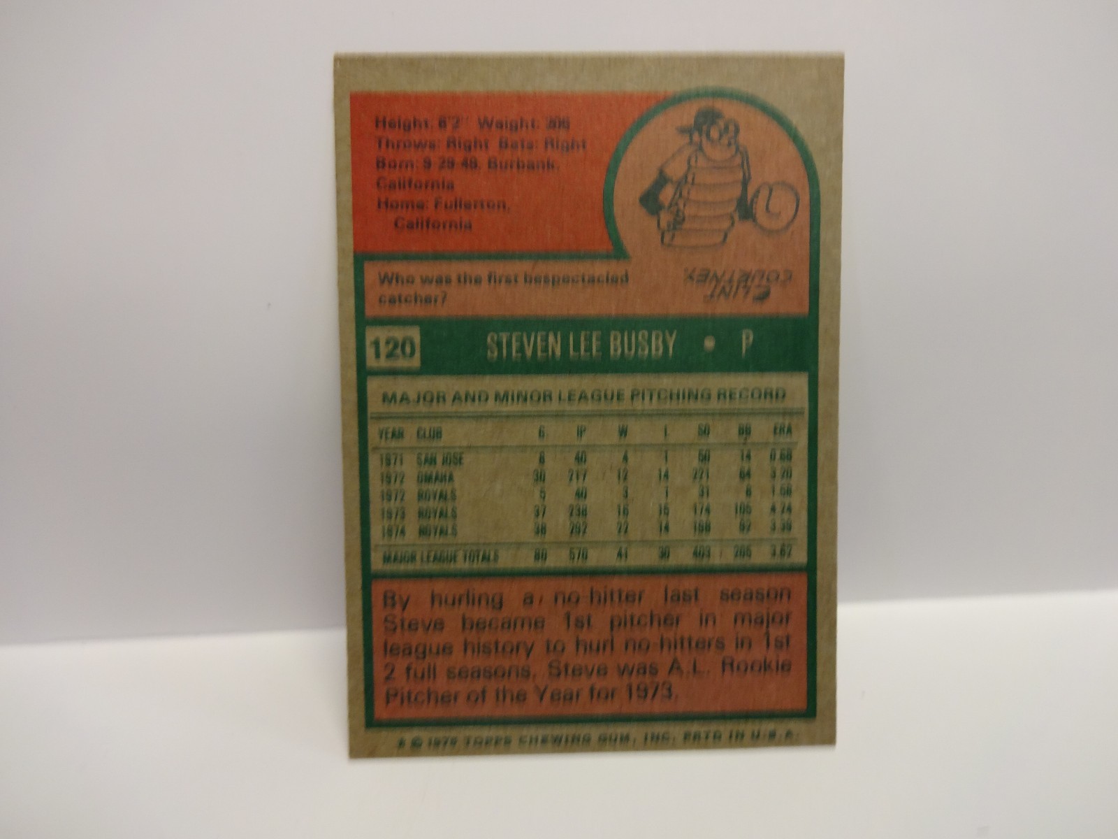 1975 Topps Steve Busby Card # 120 Kansas City Royals | eBay