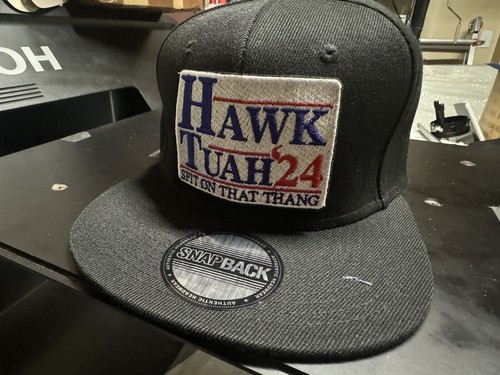 Hawk Tuah Hat Black Flat Bill Snapback - Pop Culture Viral Hype Wear ...