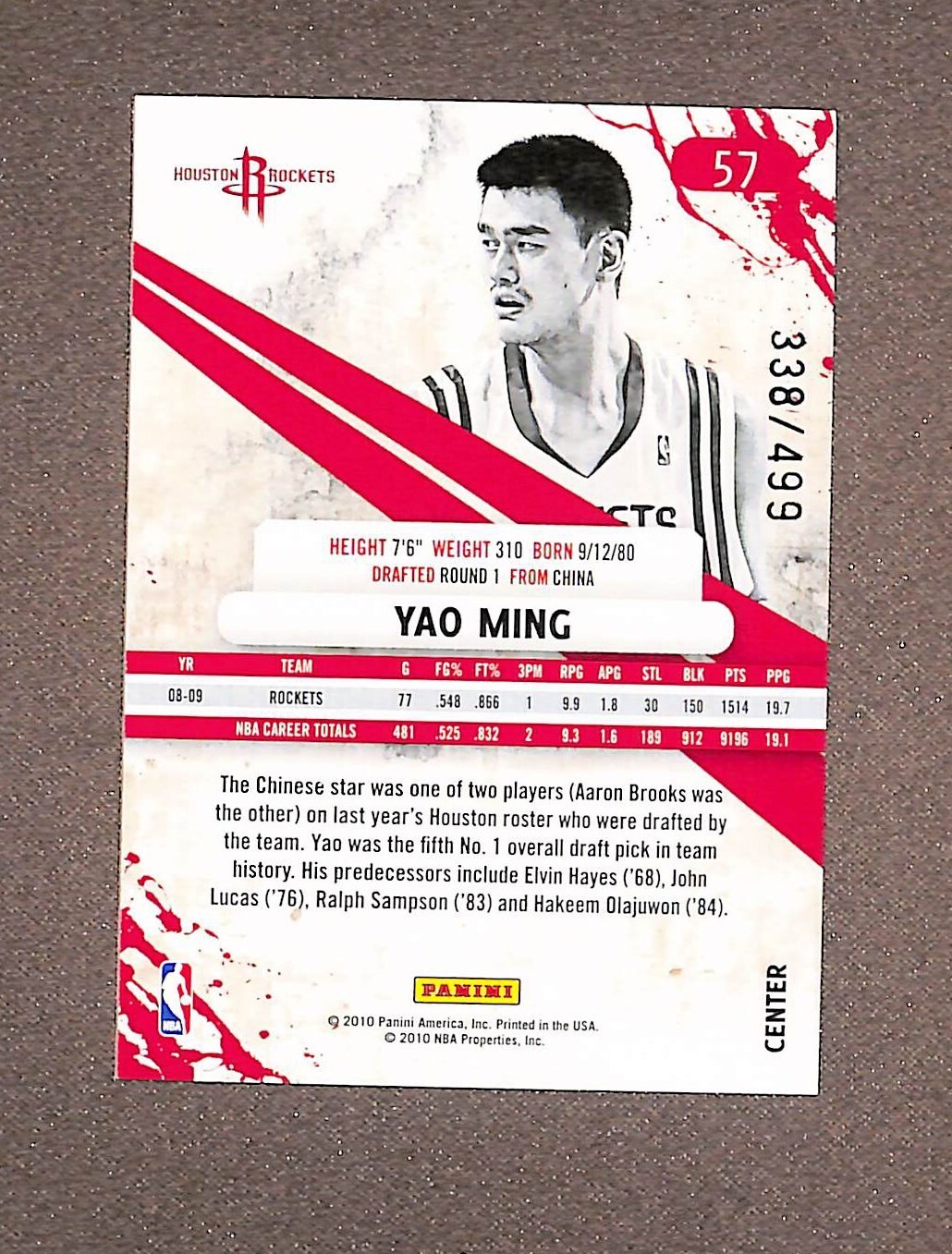 2010-11 Panini Rookies & Stars Gold #57 Yao Ming /499 | eBay