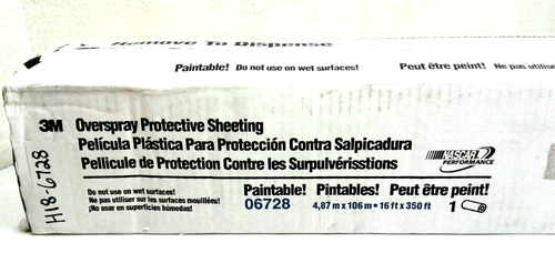 3M 06728 OverSpray Protective Sheeting 16' x 350' Roll Paintable And ...