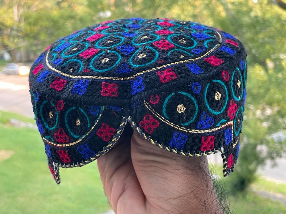 Handmade Sindhi Hat Multi Color Embroidery Cap Topi Hat Front Cut ...