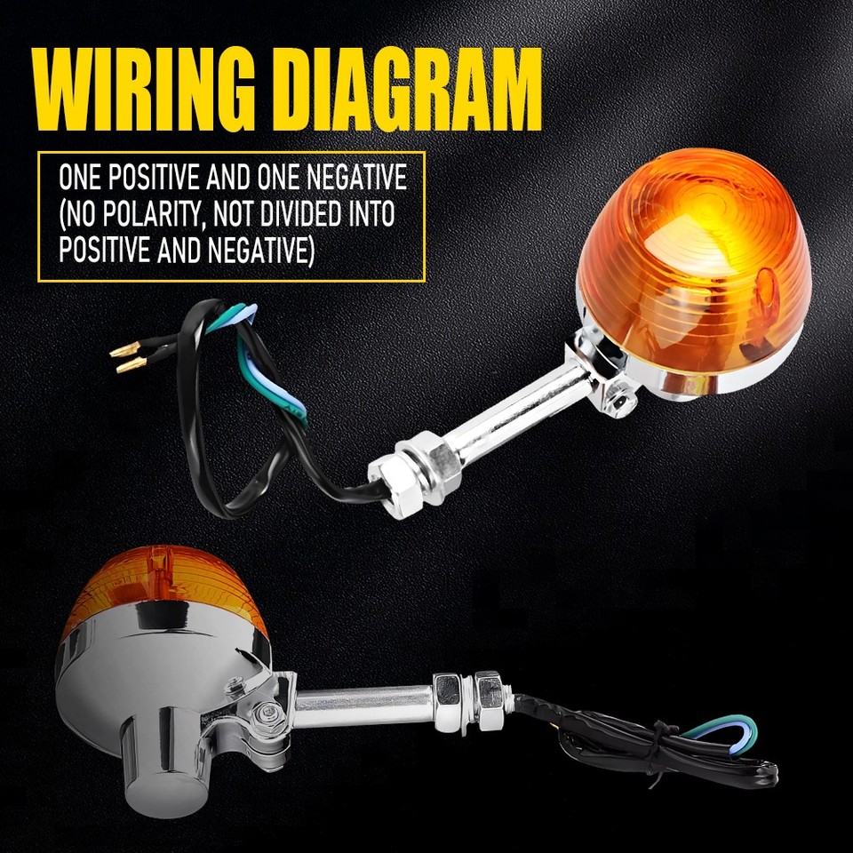 4x Classic Motorcycle Bullet Indicator Turn Signal Light Bulb Amber ...