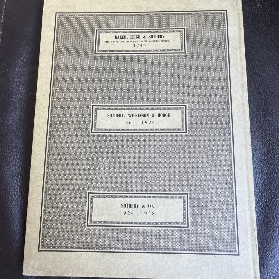 Sotheby & Co. Landmark Auction October 15 1958, Record Art J ...