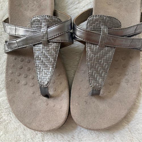 Vionic Karley comfort orthotic arch support sandals silver slip on size ...