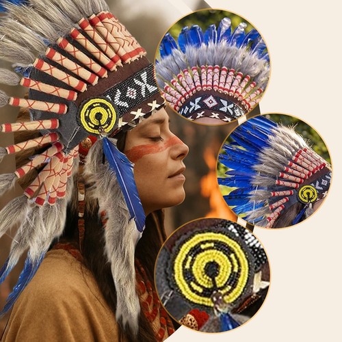 Indian Feather Headdress Hat Photo Props Native American Headband for ...