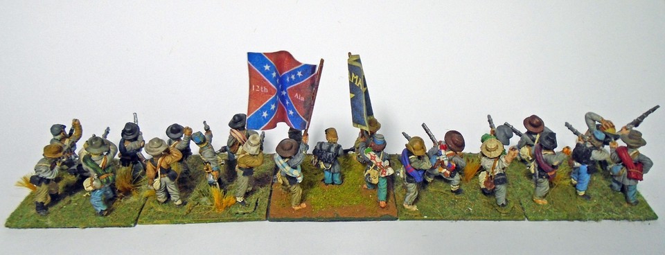 28mm: American Civil War Confederate Infantry Unit 25 figs/5 bases ...
