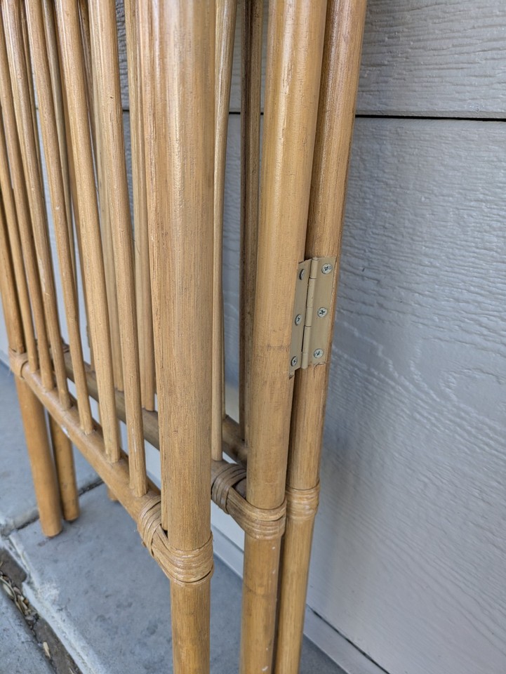 Vintage Boho Chic Bamboo Rattan 3-Panel Room Divider Screen Mid Century ...