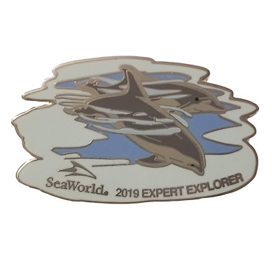 Seaworld Expert Explorer Pin 2019 Dolphins RARE Sea World Program Pin ...