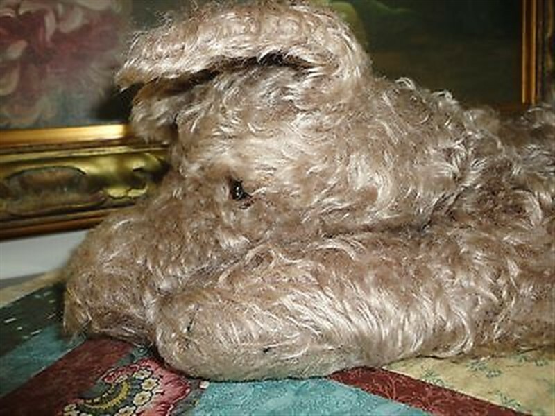 Antique 1950s Merrythought UK REGD Label Dog Pajama Case Mohair Glass ...