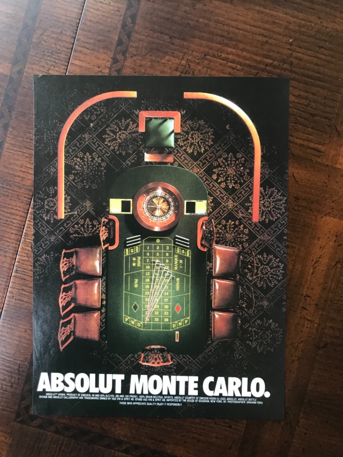 1996 original print ad Absolut Vodka Monte Carlo | eBay Australia