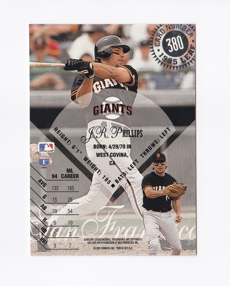 1995 Leaf #380 J.R. Phillips San Francisco Giants | eBay