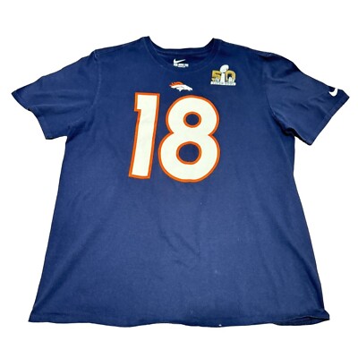 Nike Broncos Manning No18 Super Bowl 50 T-Shirt XL Athletic Cut Blue ...