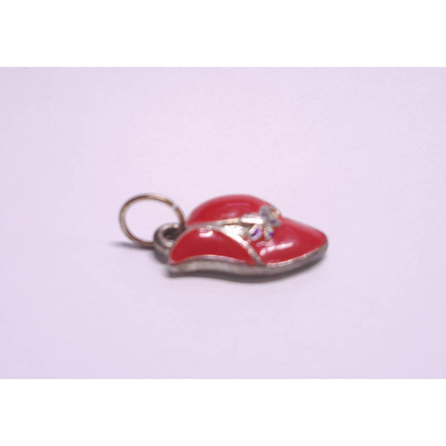 Red Hat Ladies Charm Pendant Only Enamel From Bracelet Vintage Silver ...